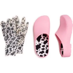 MUK LUKS Garden Clog And Glove Set - Sweet Moo