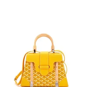 Goyard Saigon Top Handle Bag Coated Canvas With Leather Pm - Yellow