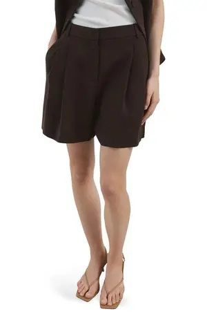 Mango Pleated Bermuda Shorts - Brown