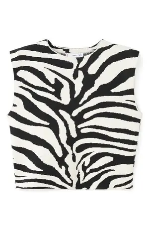 Mango Zebra Jacquard Sleeveless Top - Black