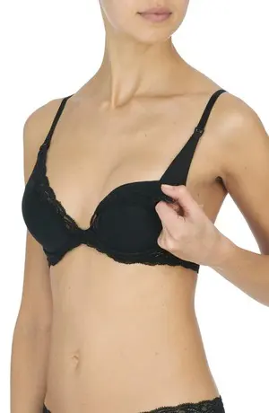 Natori Feathers Lace Plunge Nursing T-shirt Bra - Black