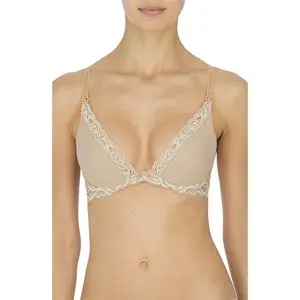 Natori Feathers Lace Plunge Nursing T-shirt Bra - Cafe