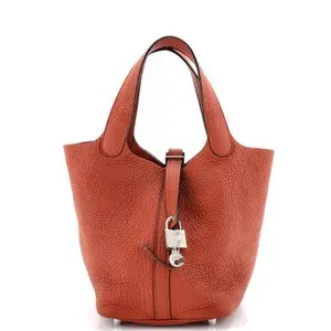 Hermès Picotin Lock Bag Clemence PM Brown