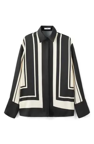 Mango Stripe Satin Button-up Shirt