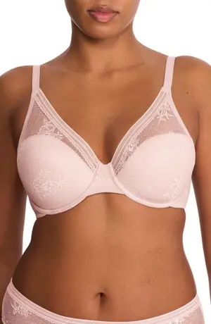 Natori Love Lace Back Smoothing Underwire T-shirt Bra - Pink Pearl/warm White