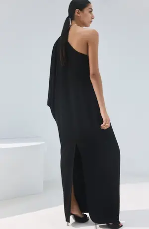 Mango One-shoulder Maxi Dress - Black