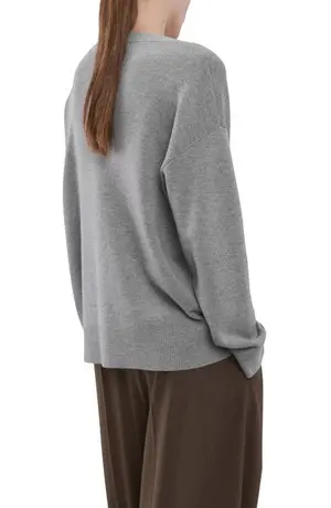 Mango V-neck Cardigan - Medium Heather Grey