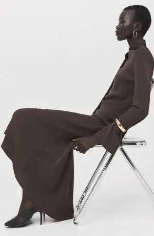 Mango Scarf Neck Long Sleeve Dress