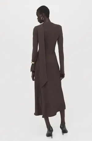 Mango Scarf Neck Long Sleeve Dress