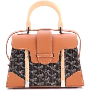 GOYARD Structured Saigon Top Handle Bag Coated Canvas With Leather Mini