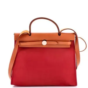 Hermès Herbag Zip Leather And Toile 31 - Red