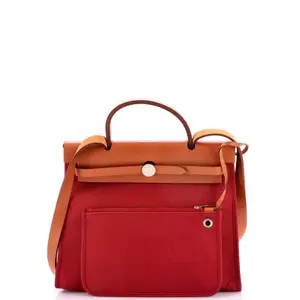 Hermès Herbag Zip Leather And Toile 31 - Rubis