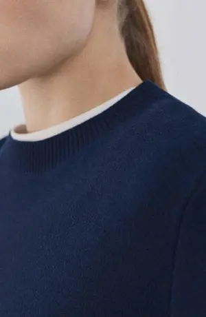 Mango Fine Knit Crewneck Sweater - Dark Navy