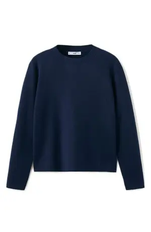 Mango Fine Knit Crewneck Sweater - Dark Navy