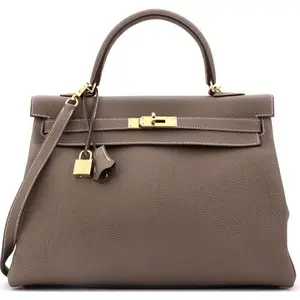 HERMES Kelly Handbag Grey Togo With Gold Hardware 35 - Etoupe