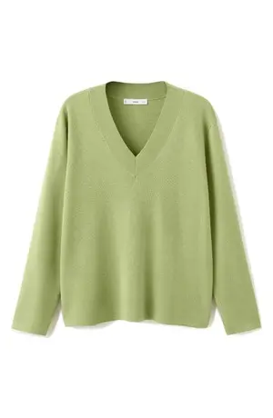 Mango V-neck Sweater - Green