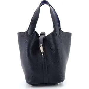 HERMES Picotin Lock Bag Clemence Pm - Bleu Nuit