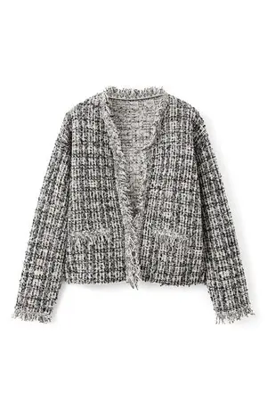Mango Cotton Blend Tweed Jacket