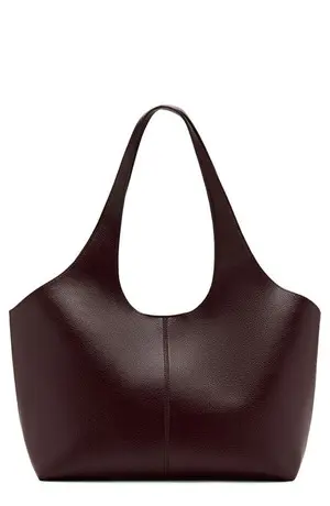 Mango Large Faux Leather Shopper Tote - Burgundy