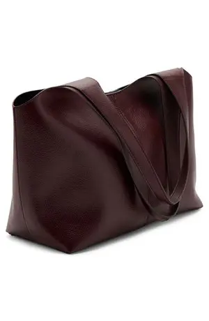 Mango Large Faux Leather Shopper Tote - Burgundy