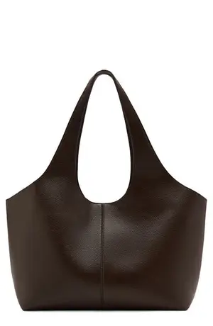 Mango Large Faux Leather Shopper Tote - Chocolate