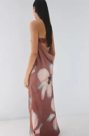 Mango Floral Open Back Maxi Dress