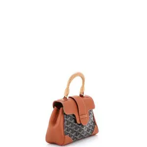 Goyard Saigon Top Handle Bag Coated Canvas With Leather Mini - Brown