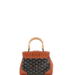 Goyard Saigon Top Handle Bag Coated Canvas With Leather Mini - Brown