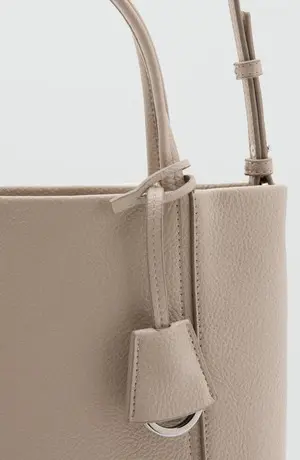 Mango Mini Faux Leather Tote - Off White