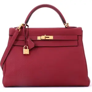 HERMES Kelly Handbag Red Togo With Gold Hardware 32 - Rouge Grenat
