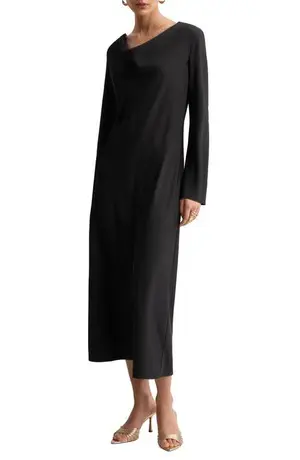 Mango Cowl Neck Long Sleeve Dress - Black