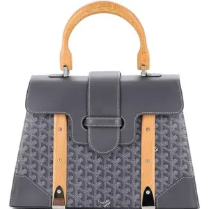 Goyard Saigon Top Handle Bag Coated Canvas With Leather Mm - Gray