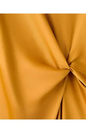 Mango Flutter Sleeve Satin Dress - Ochre
