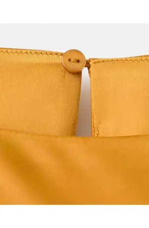 Mango Flutter Sleeve Satin Dress - Ochre