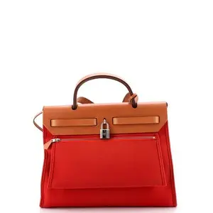 Hermès Herbag Zip Leather And Toile 31 - Rouge Tomate