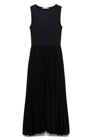 Mango Belted Pleated Sleeveless Midi Dress