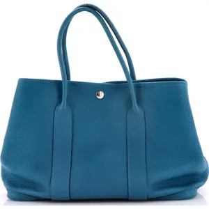 HERMES Garden Party Tote Leather 36 - Bleu Izmir