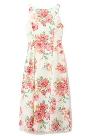 Mango Floral Sleeveless Cotton Midi Dress