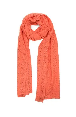 Portolano Cashmere Openwork Wrap - Coral