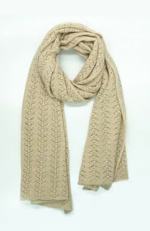 Portolano Cashmere Openwork Wrap - Oatmeal