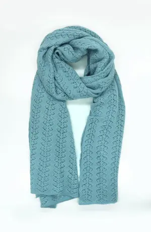 Portolano Cashmere Openwork Wrap - Pale Blue