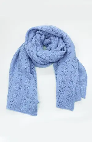 Portolano Cashmere Openwork Wrap - Periwinkle
