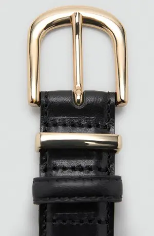 Mango Leather Belt - Black