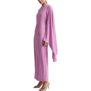 Mango One-shoulder Cape Maxi Dress - Light/pastel Purple