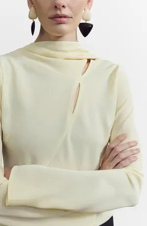 Mango Cutout Seams Scarf Neck Top