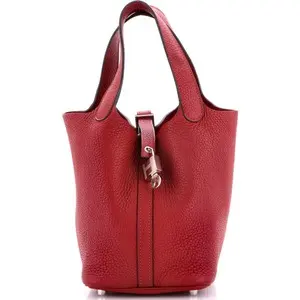 HERMES Picotin Lock Bag Clemence Pm - Rouge Grenat