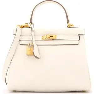 HERMES Kelly Handbag Light Togo With Gold Hardware 25 - Mushroom