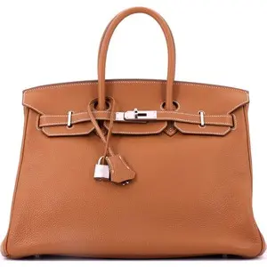 HERMES Birkin Handbag Brown Togo With Palladium Hardware 35
