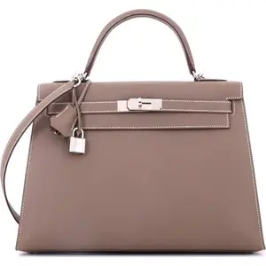 HERMES Kelly Handbag Grey Epsom With Palladium Hardware 32 - Etoupe