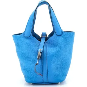 HERMES Picotin Lock Bag Clemence Pm - Bleu Zanzibar